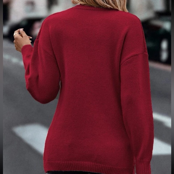 Delilah Wear | Sweaters | New Holiday Red Cross Over Cable Knit Sweater ...